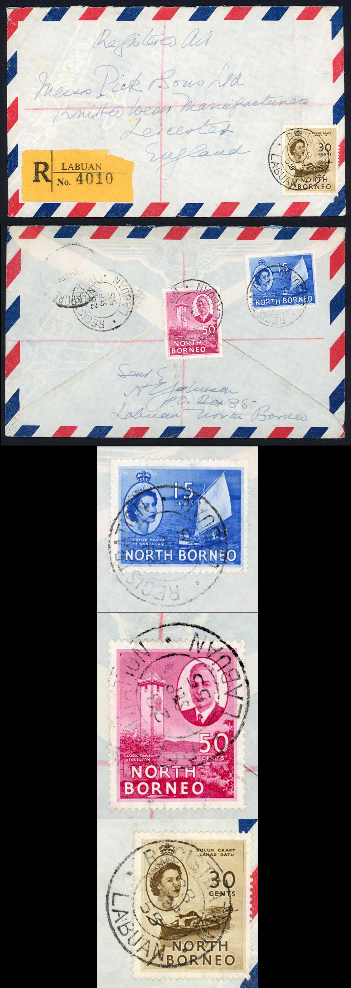 North Borneo 1955 Registered Cover from Laban to England – Mark Bloxham ...
