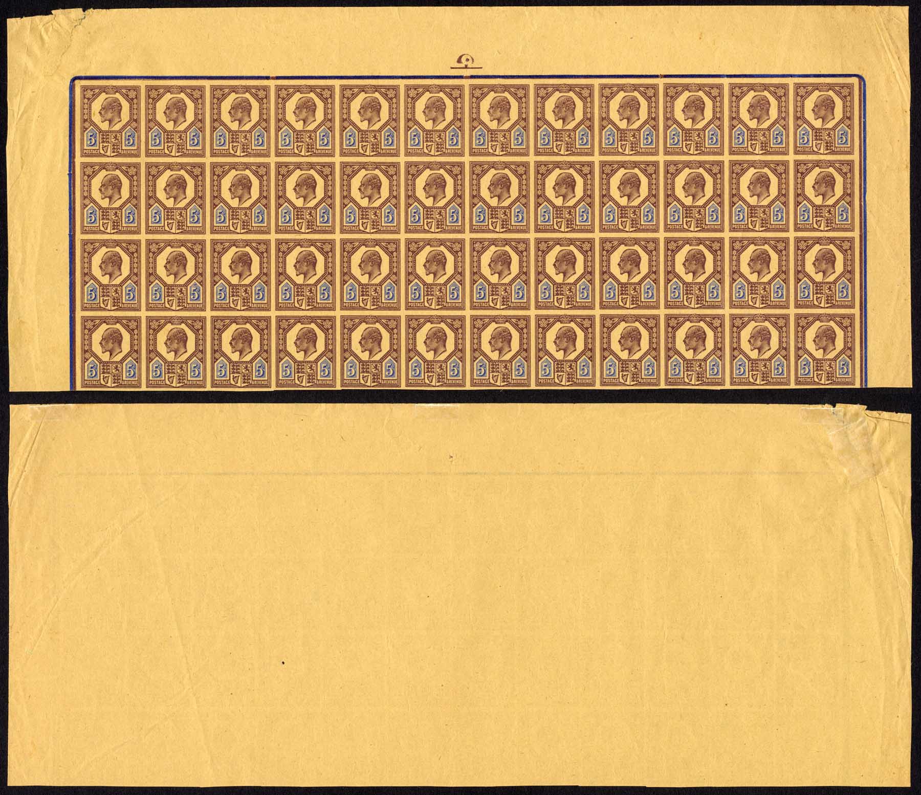 KEVII 5d DLR Imperf Plate Proof in Dull Purple and Ultramarine BLOCK of ...