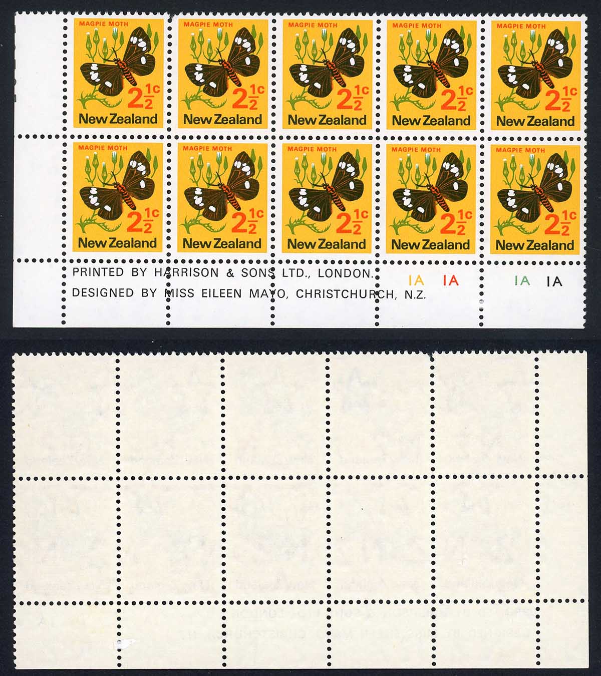 New Zealand SG957ca 4c on 2 1/2c ALBINO Surcharge Plate Block Cat 1200 ...