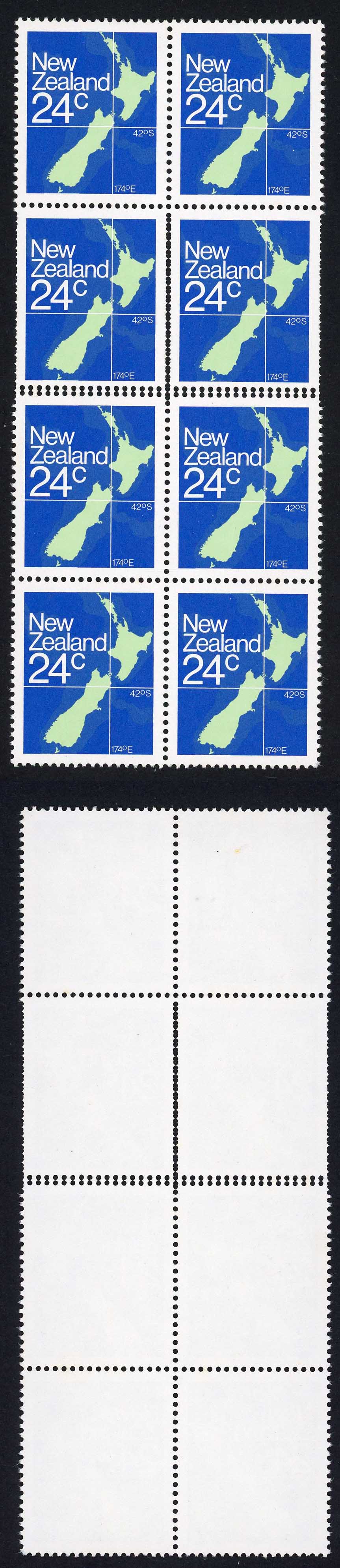 New Zealand SG1261a 24c Map Double Perfed Block U/M RARE – Mark Bloxham ...