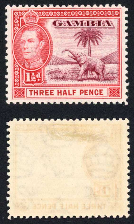 Gambia SG152 1 1/2d Brown-lake and Carmine M/M A Scarce Stamp Cat 300 ...