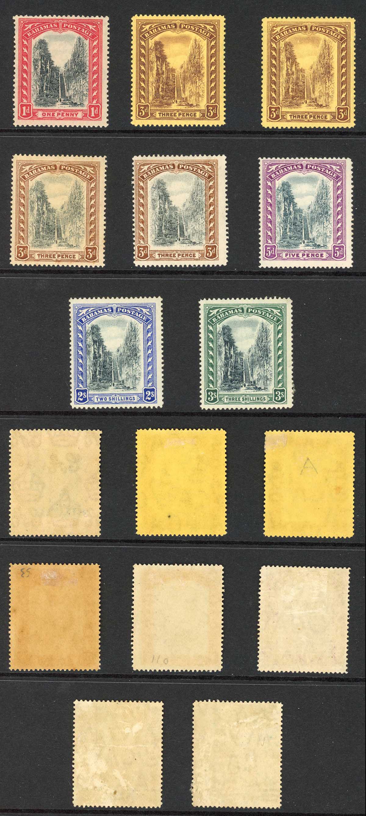 Bahamas SG75a/80 Wmk Mult Crown CA M/M (plus shades) Cat 120 pounds ...