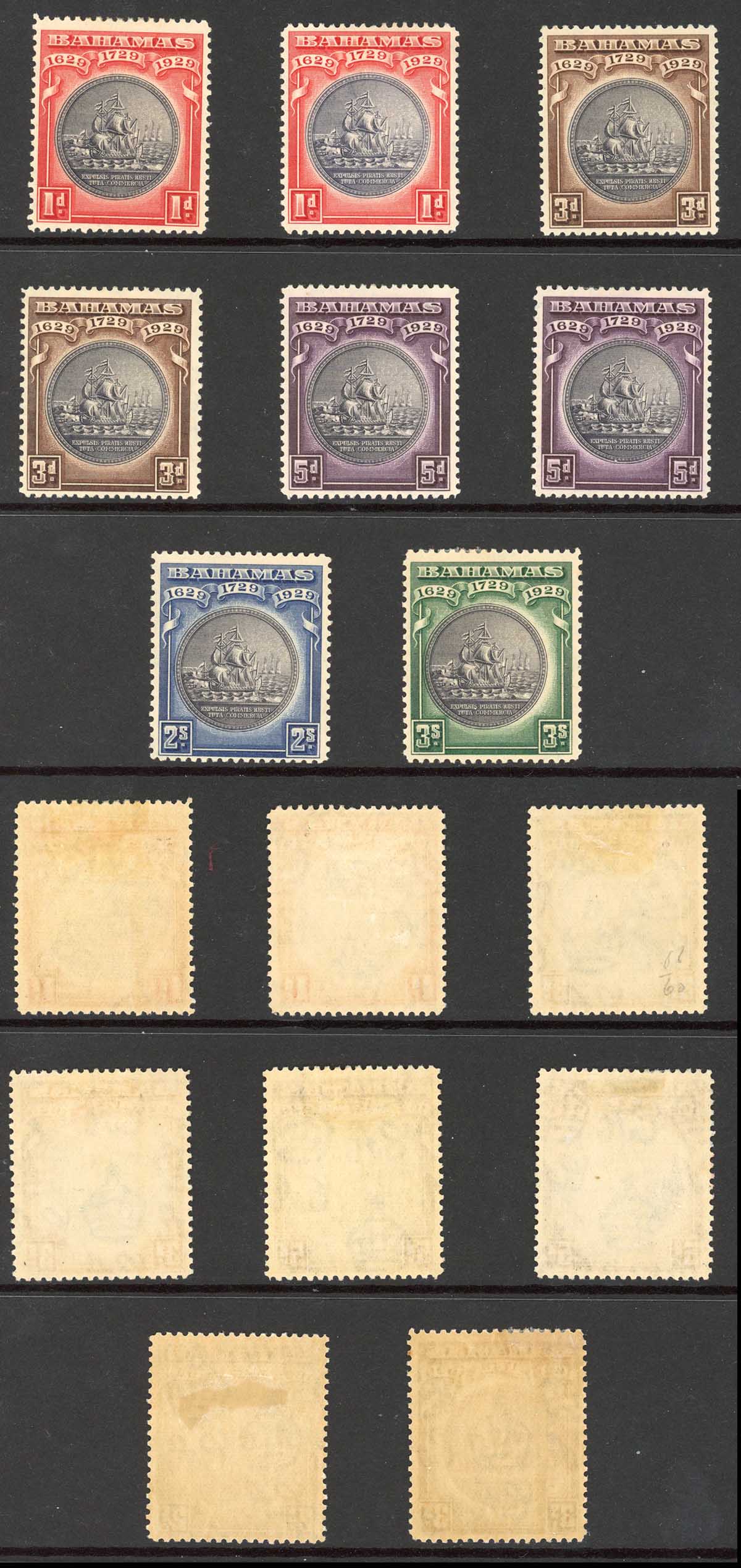 Bahamas SG126/30 1930 Tercentenary set with shades Cat 75+++ pounds ...