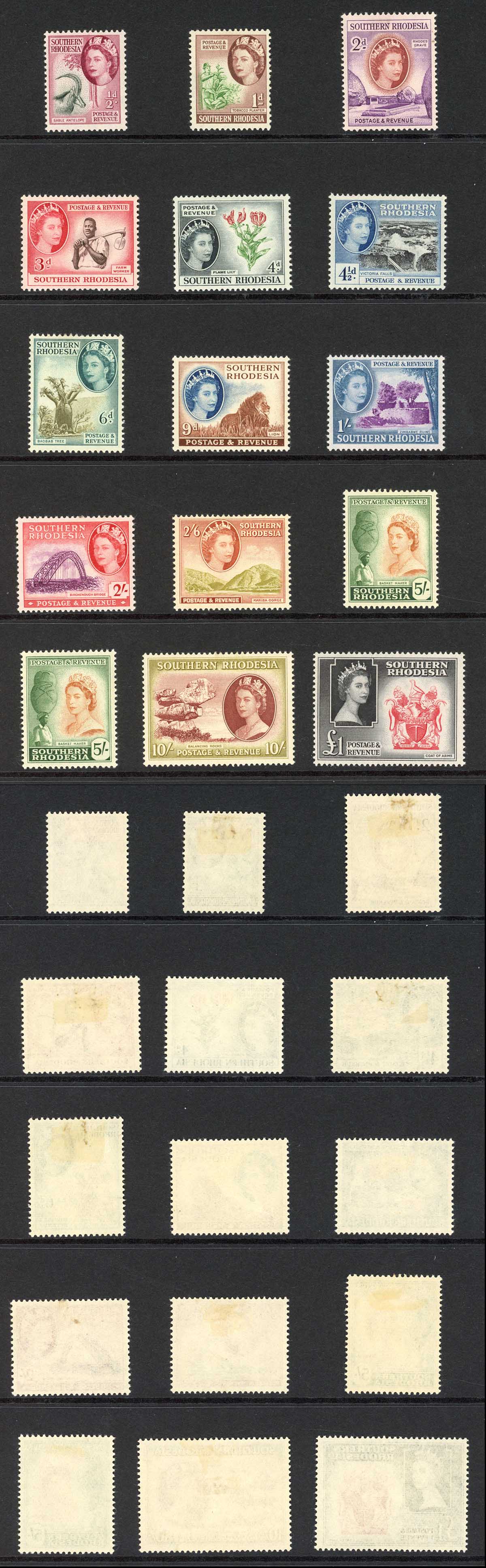 Southern Rhodesia SG78/91 1953 Set (extra 5/-) M/M Cat 100++ pounds ...