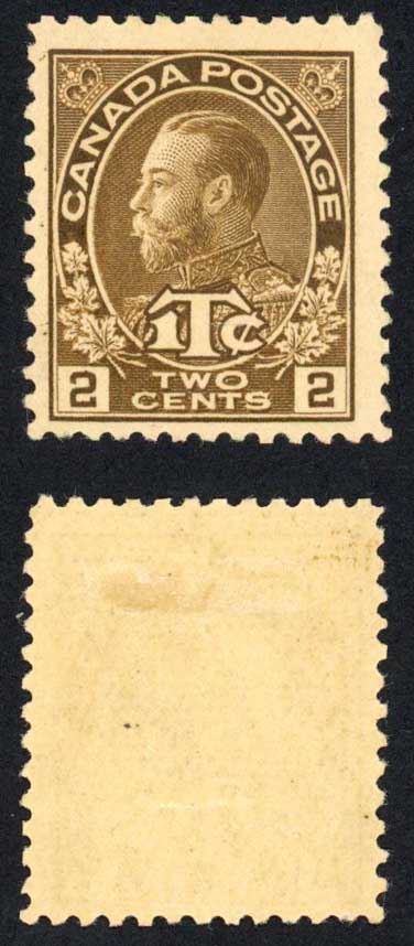 Canada SG238 2c+1c Brown Perf 12 Die I M/M (internal crease) A RARE ...