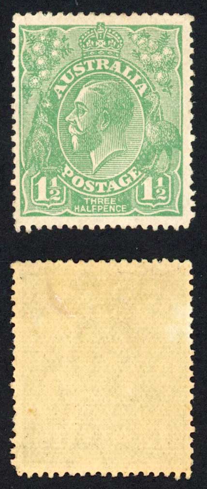 Australia SG61a 1 1/2d Green Coarse unsurfaced paper M/M Cat 475 pounds ...