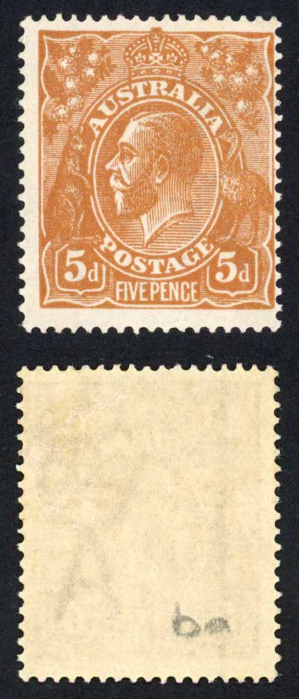 Australia SG23b 5d Yellow-brown Comb perf Fresh M/M Cat 35 pounds ...