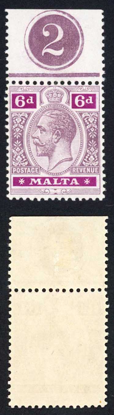 Malta SG80a 6d Dull purple and Magenta Plate Example M/M – Mark Bloxham ...