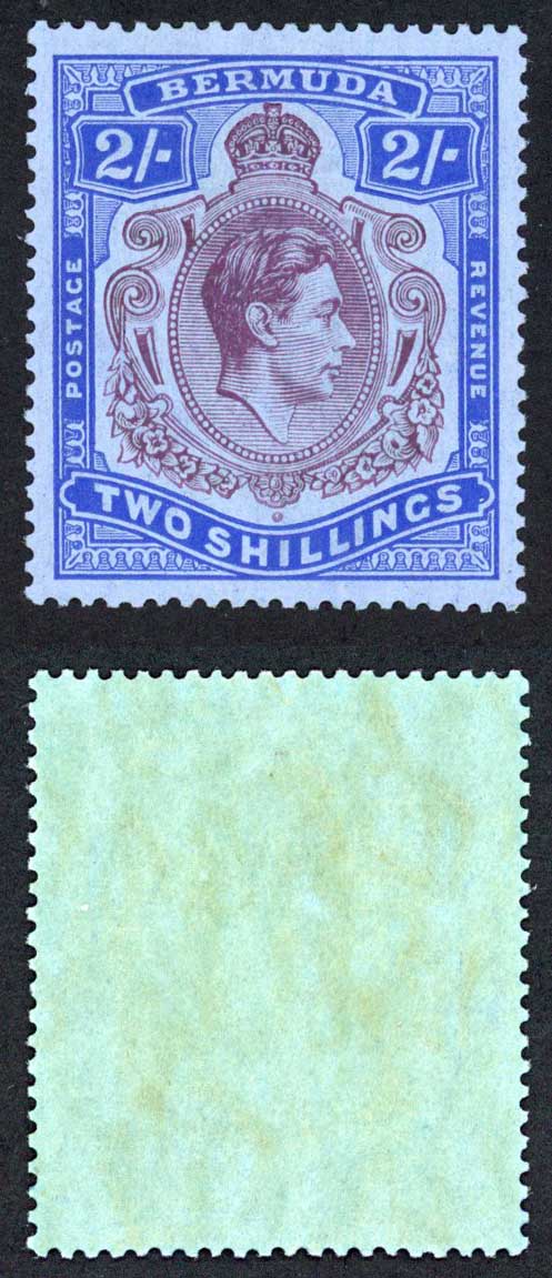 Bermuda SG116 2/- Deep Purple and Ultra/grey-blue M/M Cat 90 pounds ...