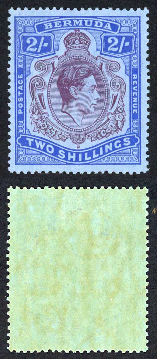Bermuda SG116 2/- Deep Purple and Ultra/grey-blue M/M Cat 90 pounds ...