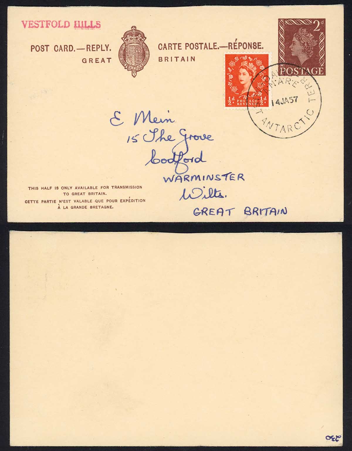 AAT 1957 DAVIS BASE First Day of opening CDS – Mark Bloxham Stamps Ltd