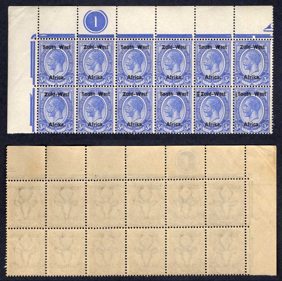 SWA SG4 3d opt Zuid-west Block of 12 U/M Line Before Opt Bottom right 2 ...